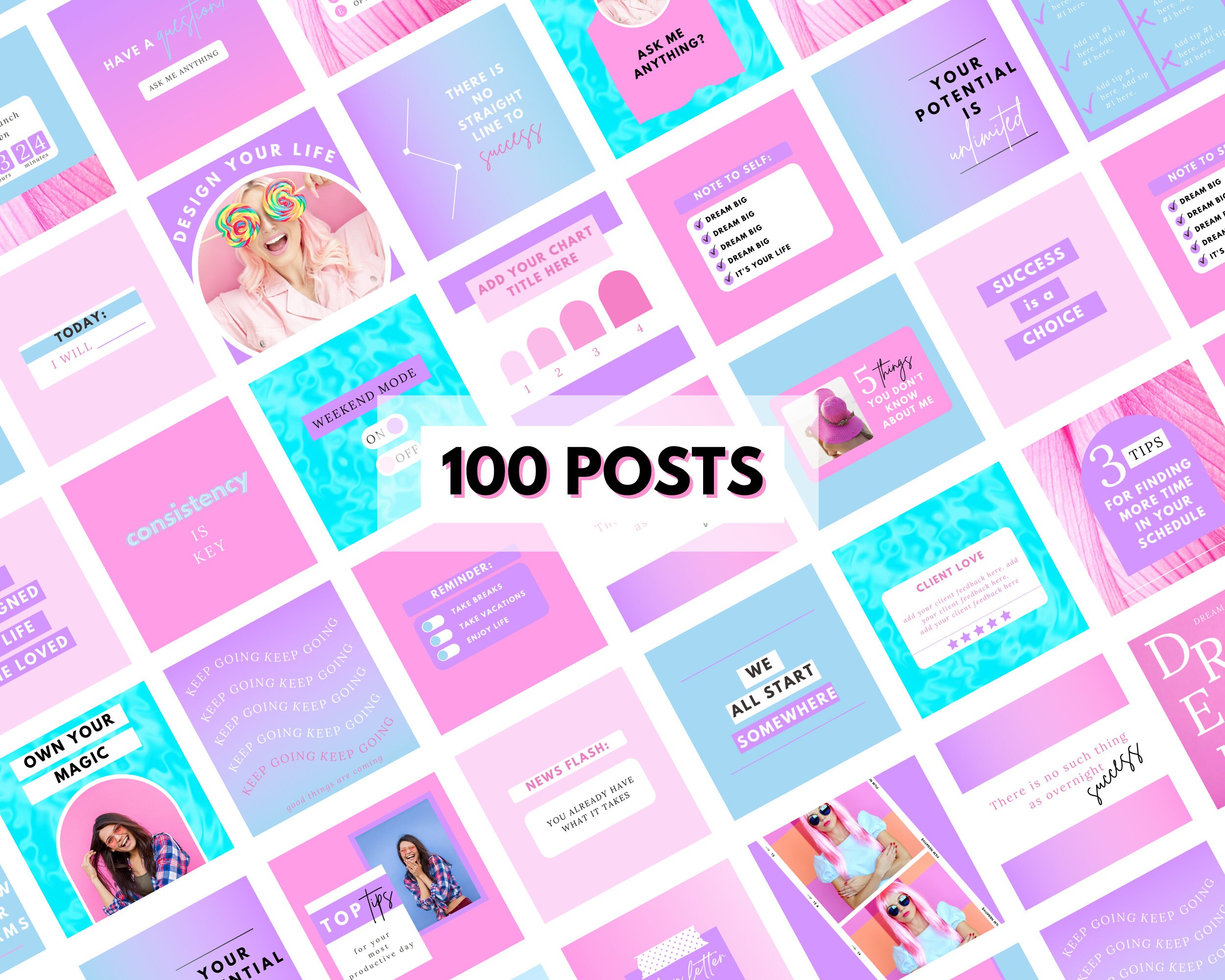 250 Colorful Instagram Post Templates Bright Instagram Posts - Etsy
