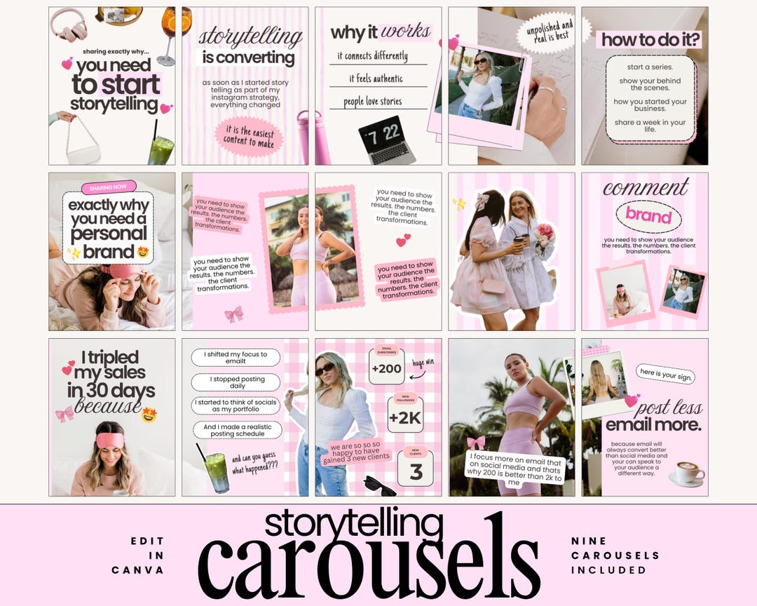 Content Creator Carousel Templates - Social Media Manager - Seamless ...