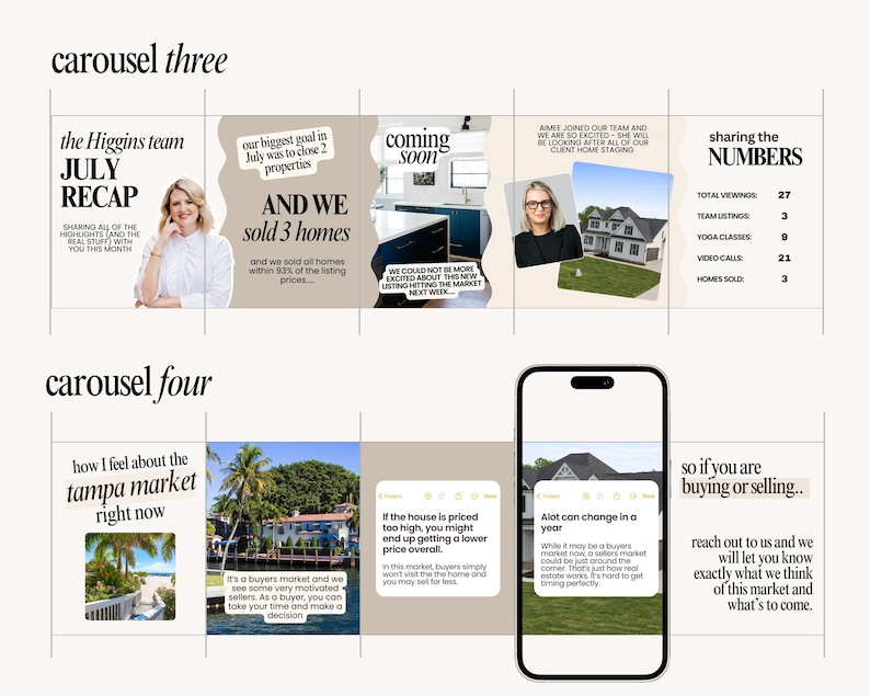 Real Estate Instagram Carousel Templates: Realtor Social Media (canva ...