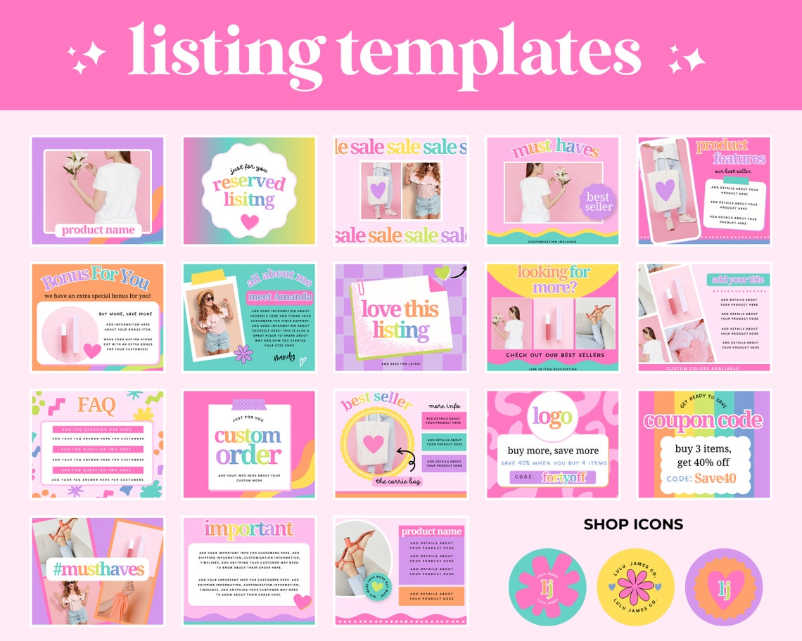 Etsy Shop Kit: Banner & Listing Templates, Shop Icons (canva) - Etsy