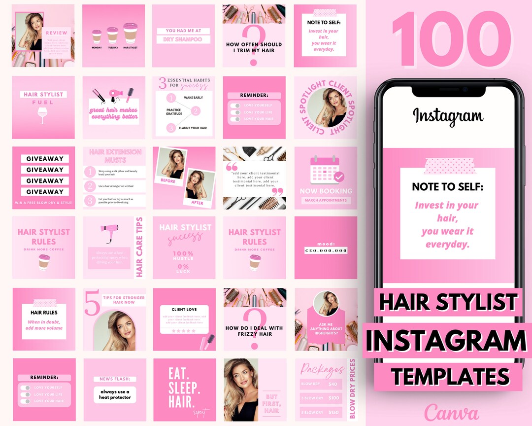Hair Stylist Instagram Templates Hair Instagram Template - Etsy