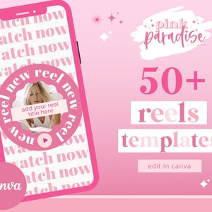 Pink Instagram Reel Templates: Canva Editable Covers (PNG or JPEG) - Etsy