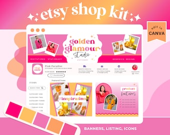 Etsy Shop Branding Kit: Colorful Banner & Listing Templates (canva) - Etsy