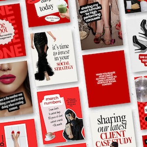 Red Social Media Canva Templates: Bold Instagram Posts - Etsy