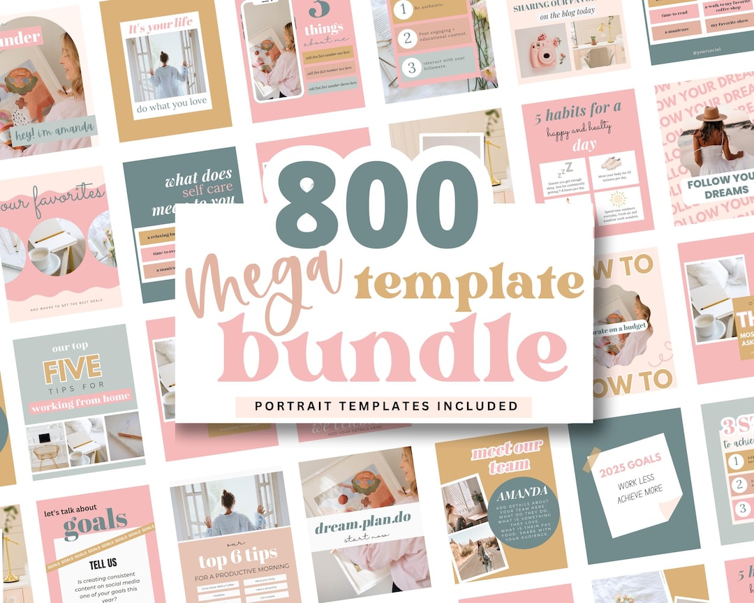 800 Colorful Instagram Templates: Social Media Canva Bundle - Etsy ...