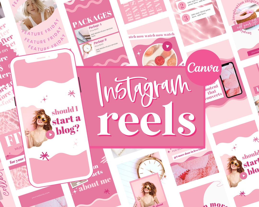 Pink Instagram Reel Templates: Canva Editable Covers (PNG or JPEG) - Etsy