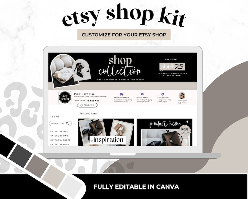Etsy Shop Branding Kit: Banner & Listing Templates (canva Editable) - Etsy