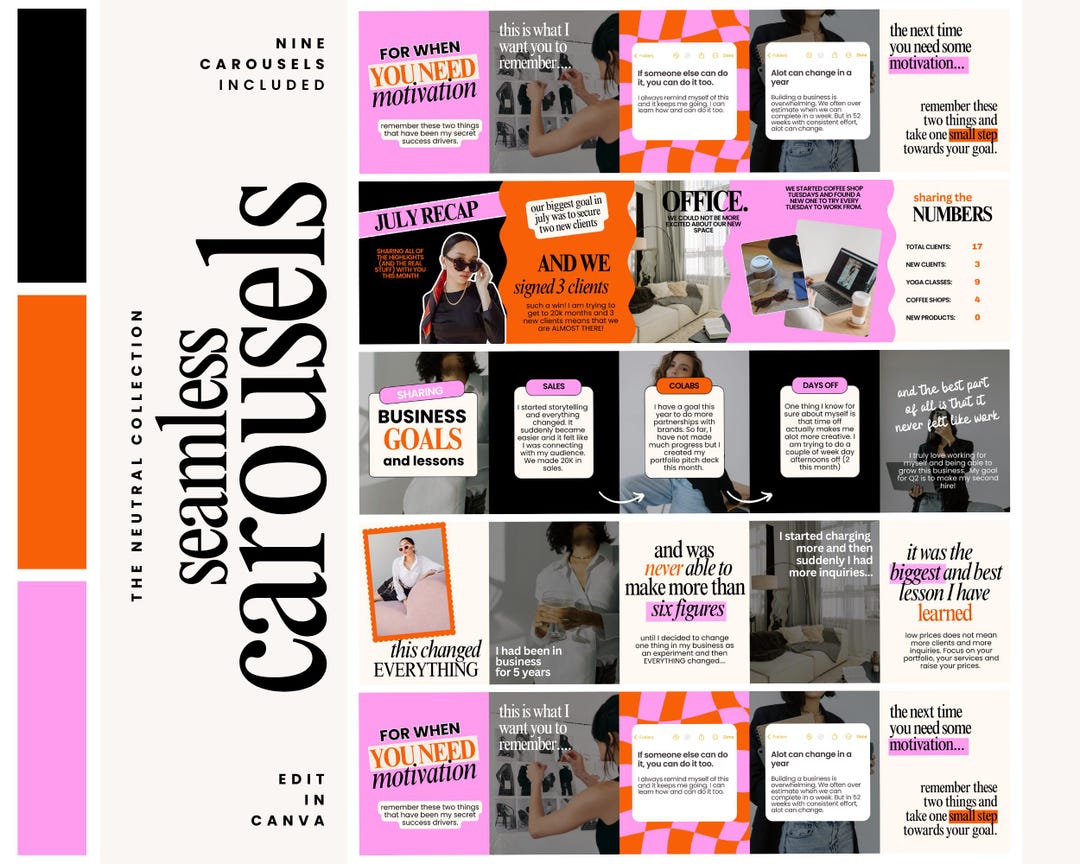 Storytelling Carousel Templates - Social Media Manager - Seamless ...