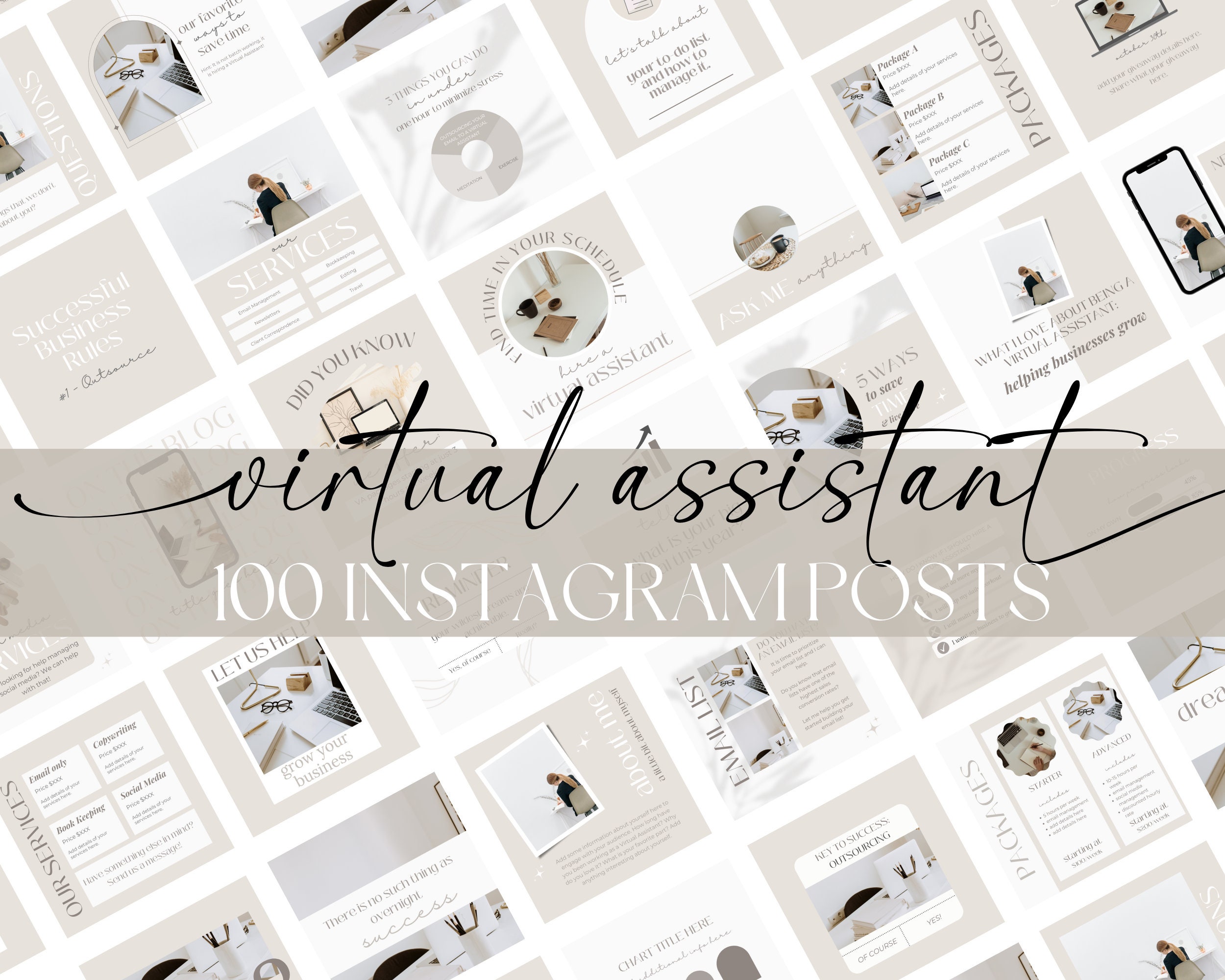 Virtual Assistant Instagram Template Virtual Assistant - Etsy