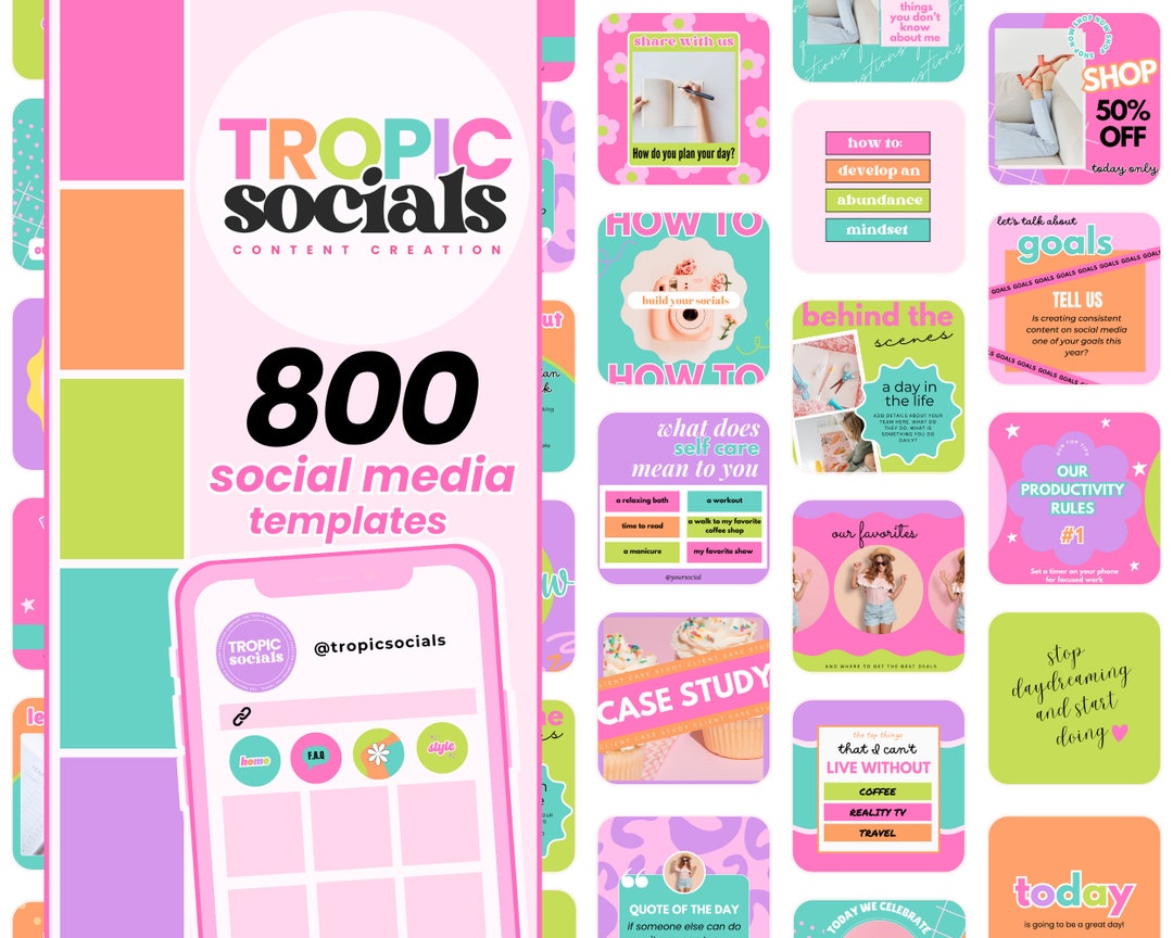 800 Bright Instagram Post Templates Colorful Instagram Posts Social ...