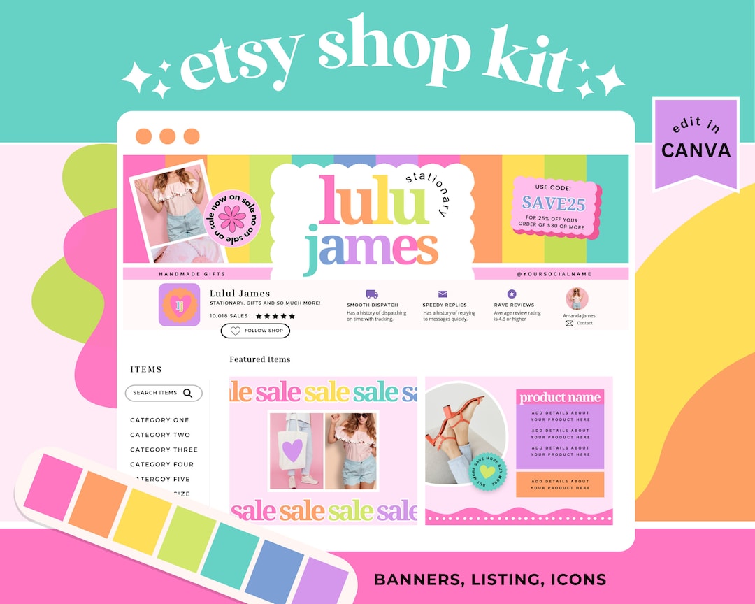 Etsy Banner Design - Etsy Shop Kit - Etsy Listing Templates - Etsy Shop ...