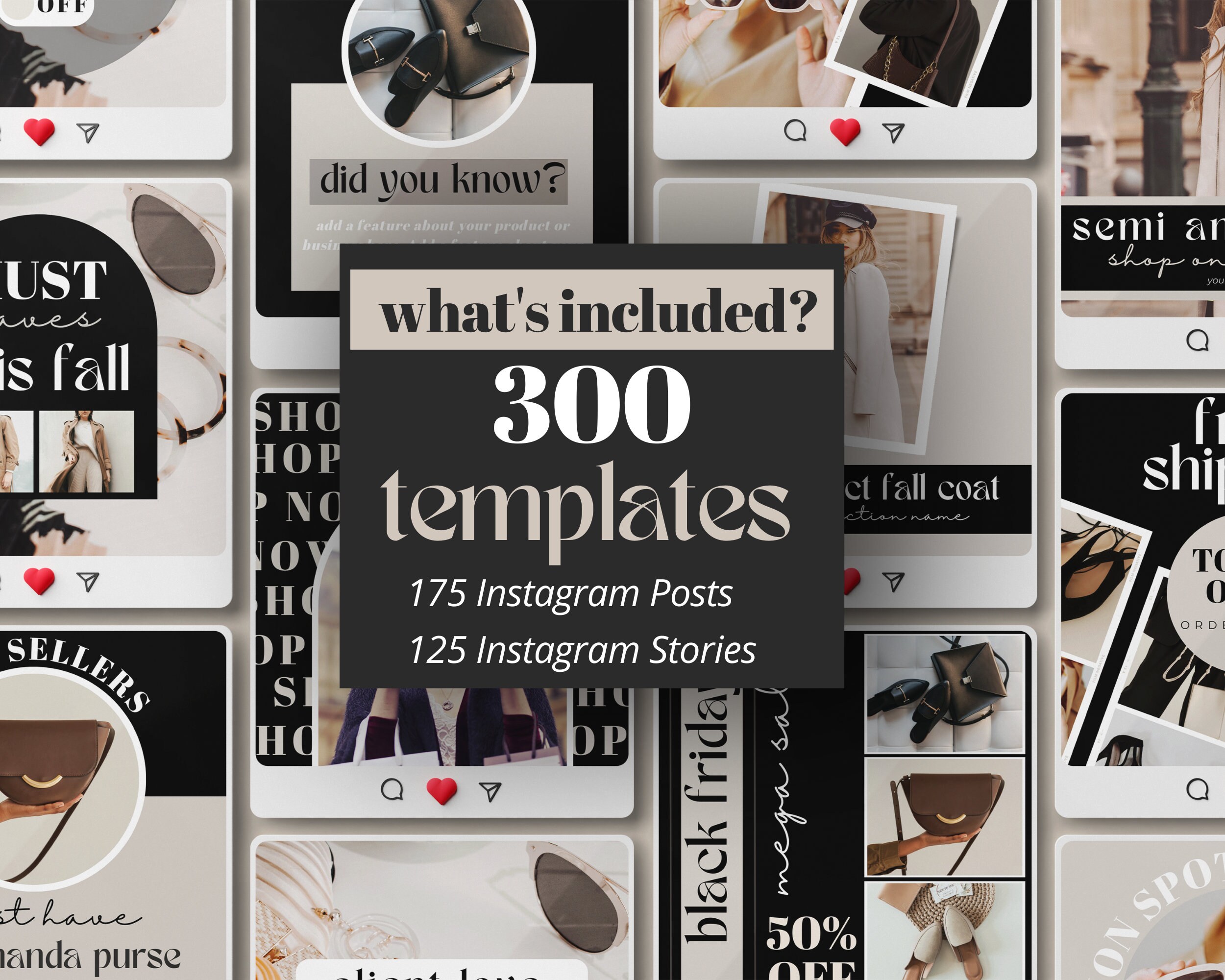 300 Fashion Instagram Templates: Ecommerce Social Media (canva) - Etsy