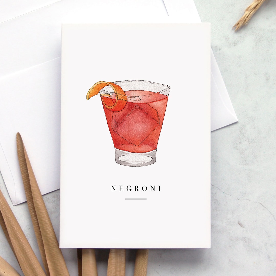 4 X 6 Negroni Cocktail Watercolor Print Greeting Card - Etsy