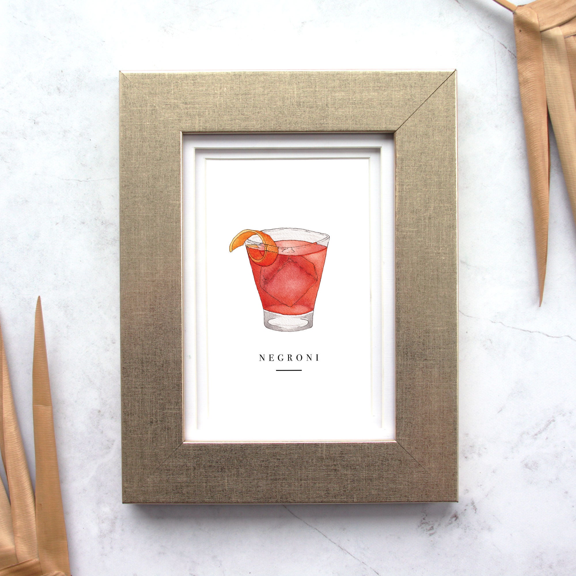 4 X 6 Negroni Cocktail Watercolor Print Greeting Card - Etsy