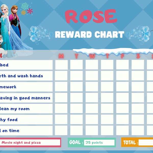 Frozen Chore Chart - Etsy
