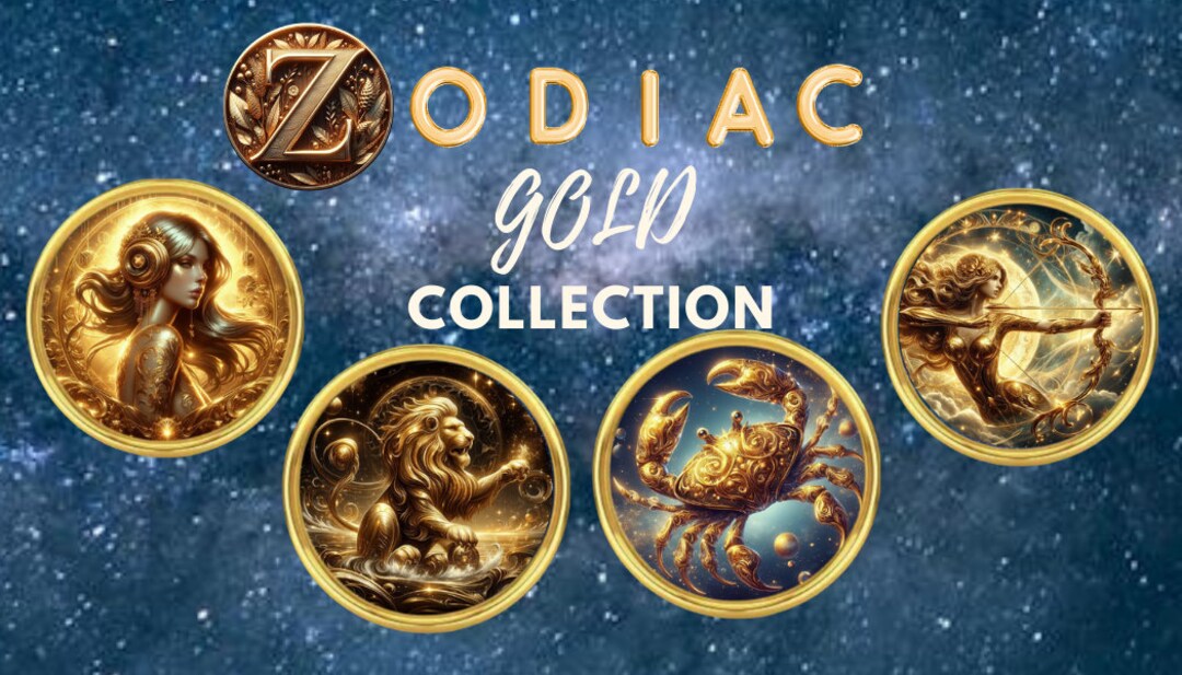 Zodiac Signs Collection Gold Fantasy Astrology Horoscope Star 300 DPI ...