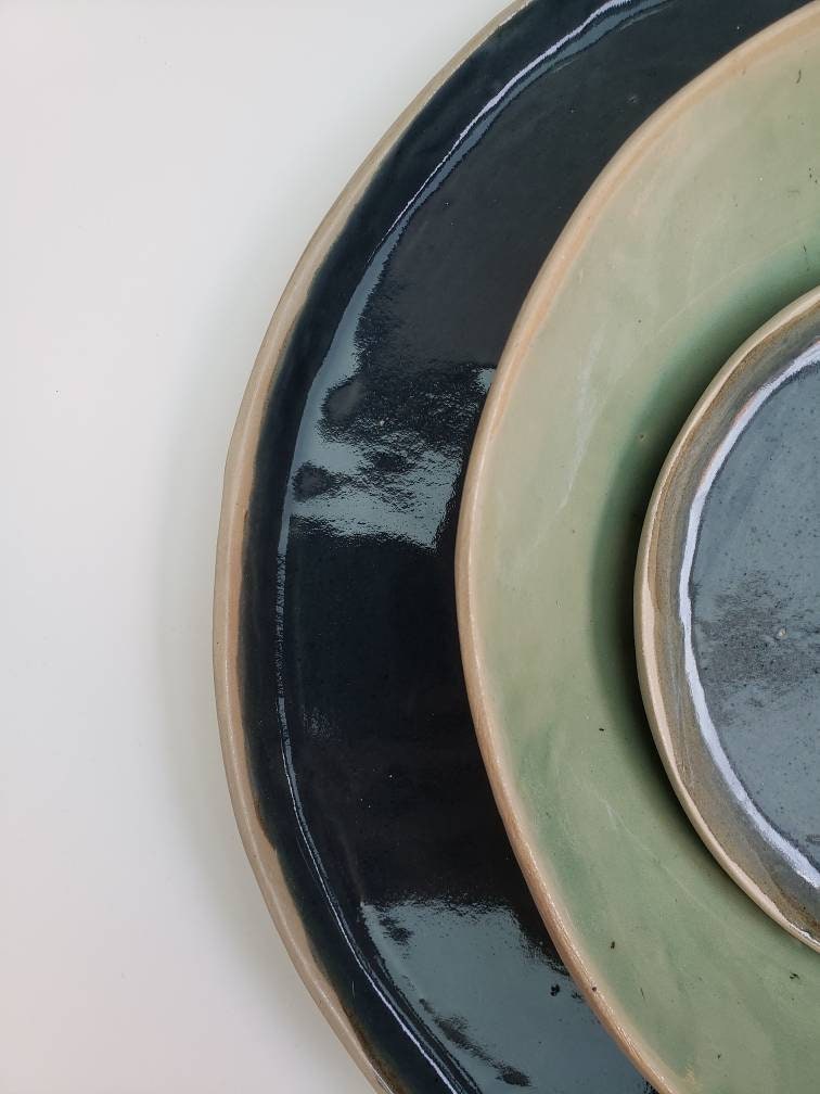 Assiette grande en grès - Etsy France