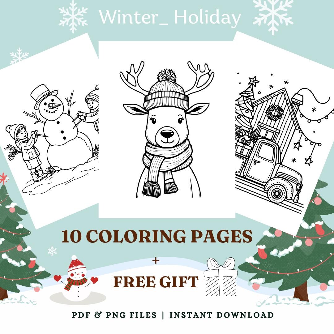 Winter Wonderland Coloring Pages, Christmas Coloring Pages, Printable ...