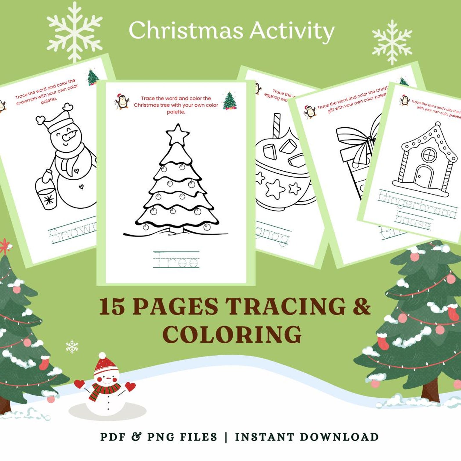 Christmas Coloring Pages for Kids, Christmas Tracing and Coloring Pages ...