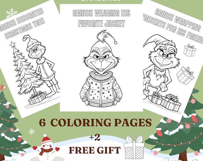 Printable Grinch Coloring Sheet — Christmas Kids Activity - Etsy Canada