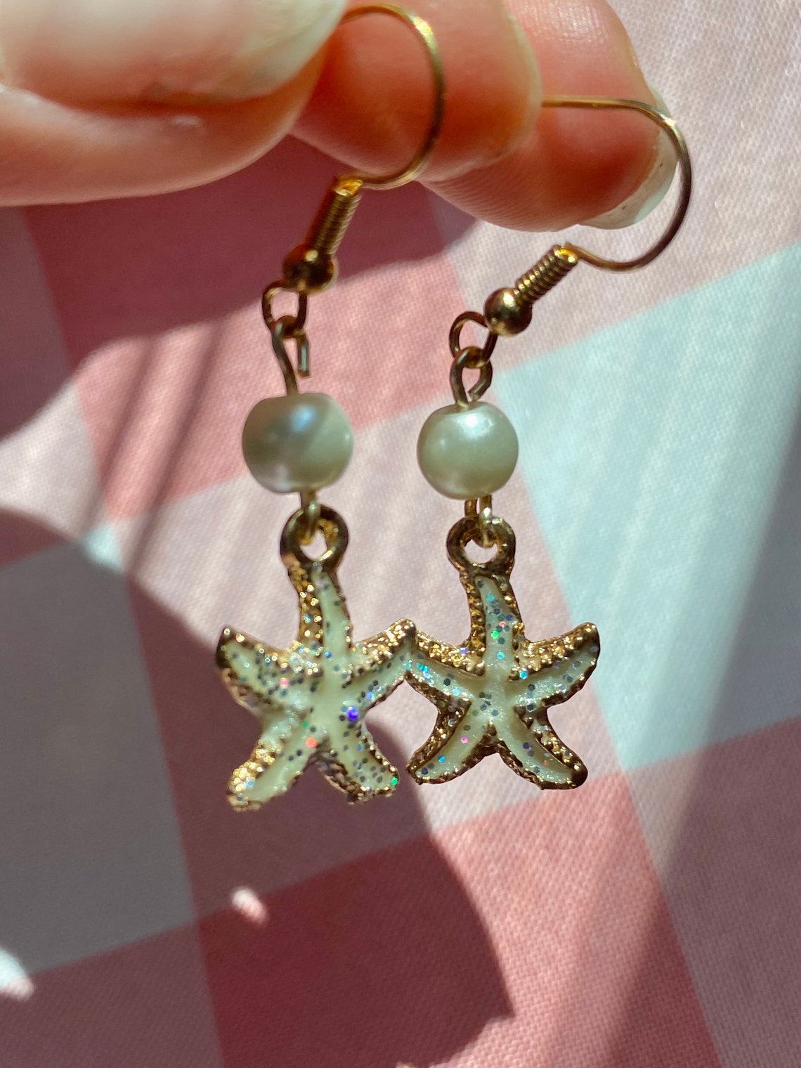 Beachy Starfish and Pearl Handmade Fish Hook Nickel-free Mermaid Siren ...