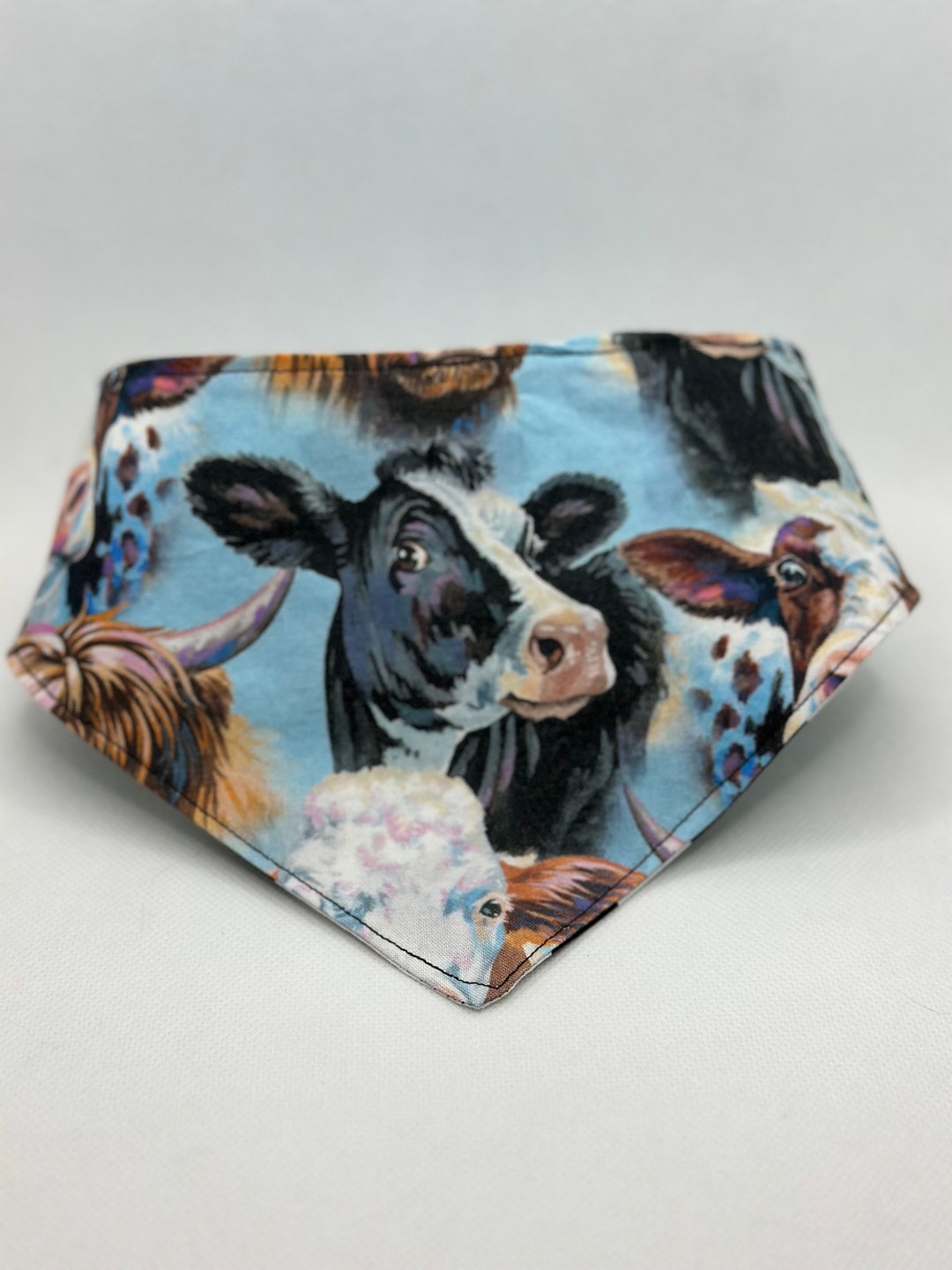 Moo I Herd You Cute Cows & Cow Pattern Reversible Snap-on Dog Bandana ...