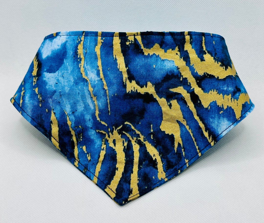 Navy Blue and Gold Swirls Snap-on Dog Bandana - Etsy