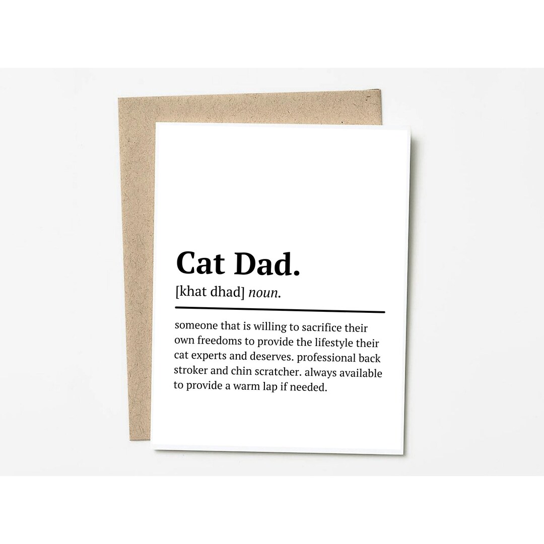 Cat Dad Definition Card - Cat Dad Birthday Card - Cat Owner Cards - Pet ...