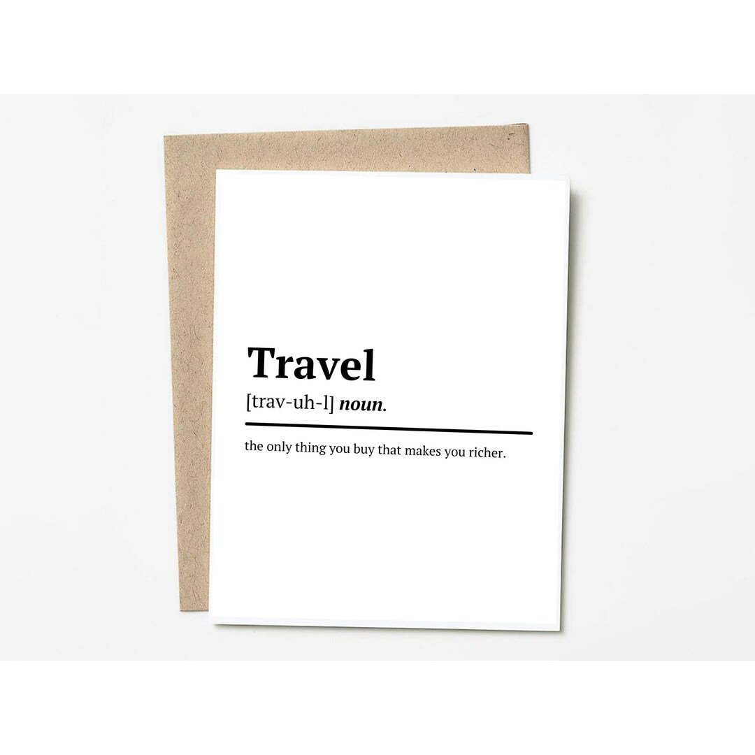 Travel Definition Card Birthday Card for Friends New Adventure Card ...