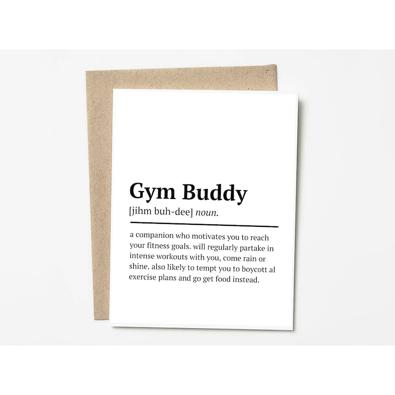 Gym Buddy Definition Card - Card for Gym Bestie - Workout Partner ...