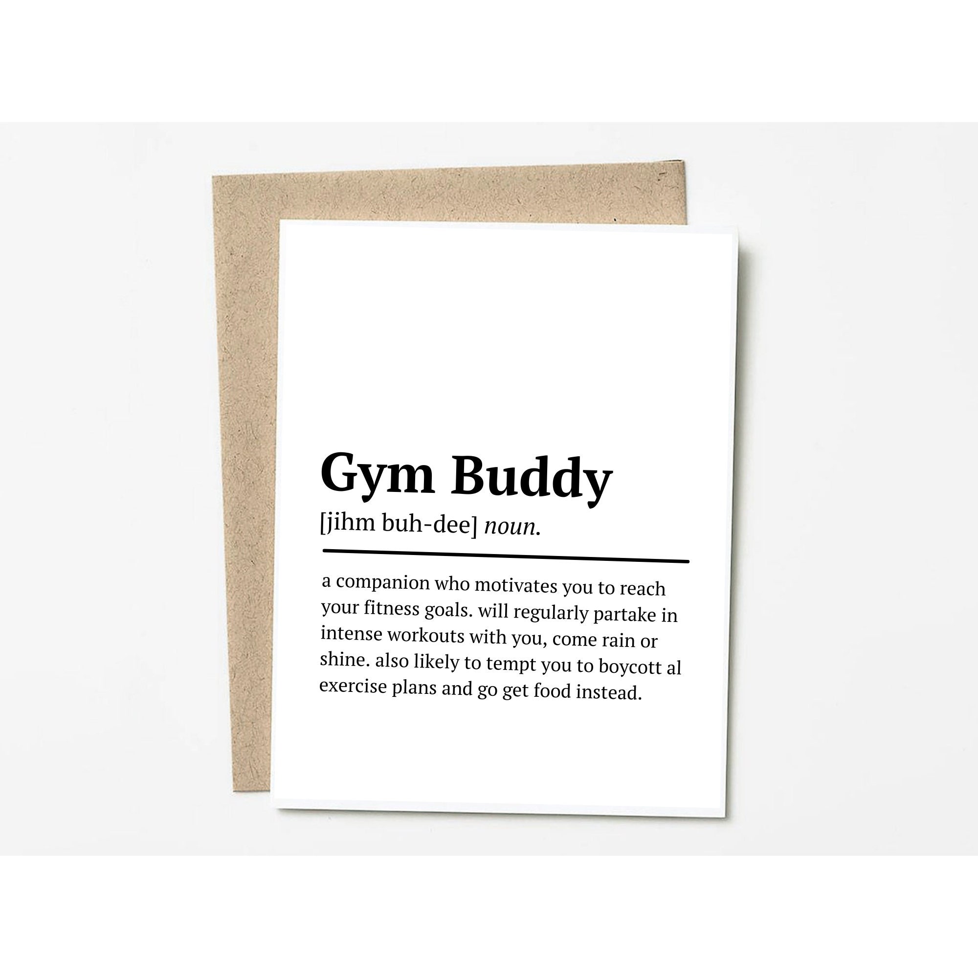 Gym Buddy Definition Card Card For Gym Bestie Workout Partner Birthday Card Friendship