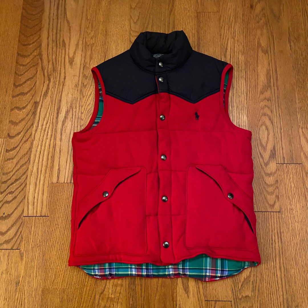Vintage Polo Ralph Lauren Red Puffer Vest Size M - Etsy