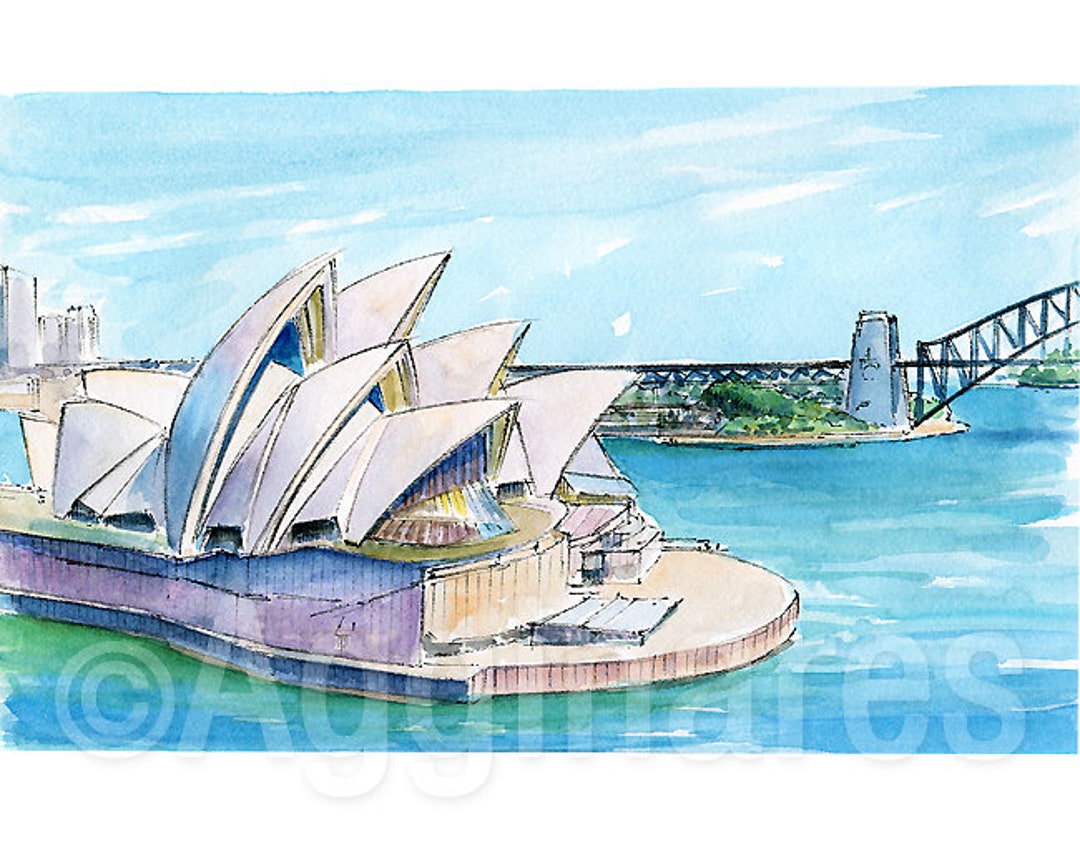 Sydney / Australia / Travel Fine Art Print From an Original Watercolor ...
