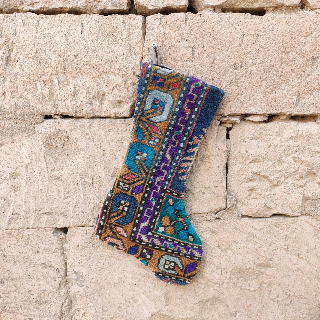 Vintage Rug Stocking, Turkish Handmade Kilim Stocking, Christmas Rug ...