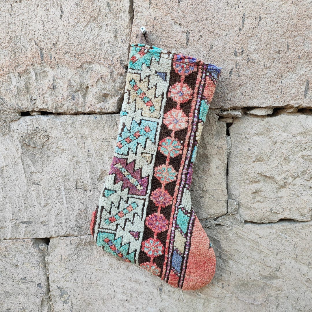 Vintage Rug Stocking, Turkish Handmade Kilim Stocking, Christmas Rug ...