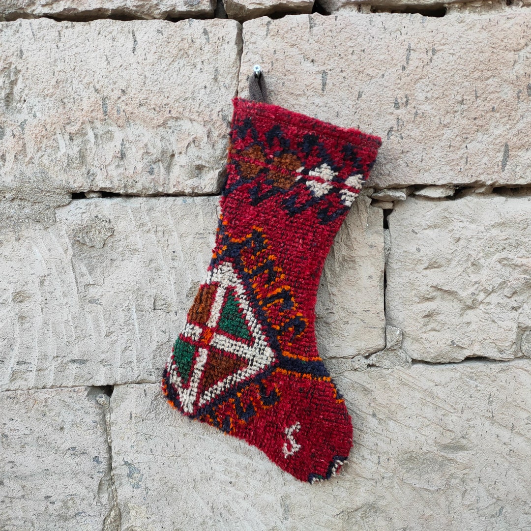 Vintage Rug Stocking, Turkish Handmade Kilim Stocking, Christmas Rug ...