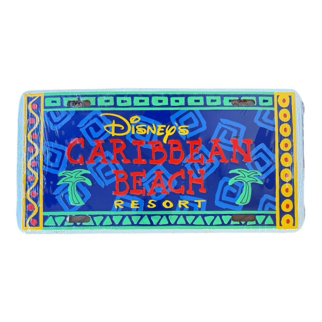 1997 Caribbean Beach Resort Palm Tree Metal License Plate Sign Disney ...