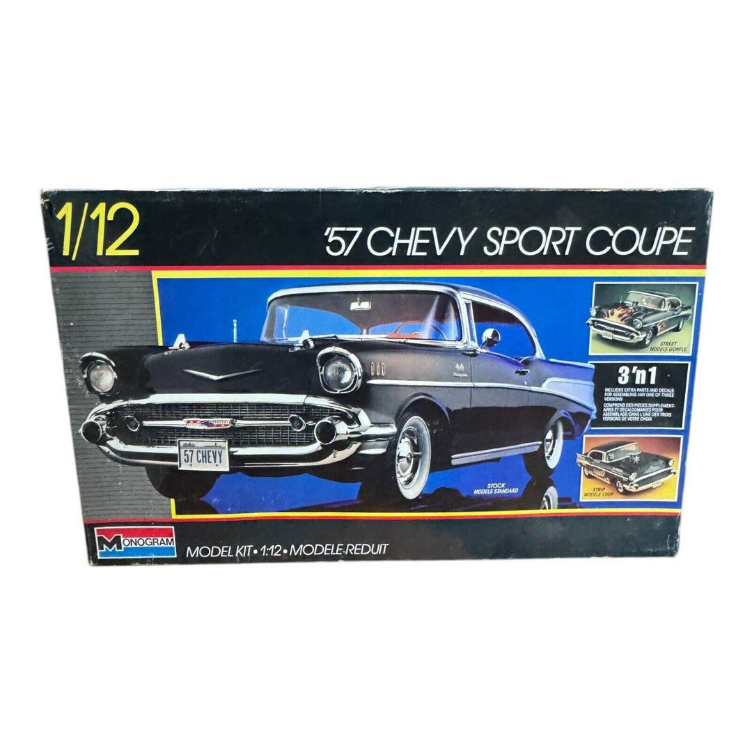1957 Chevy Sport Coupe Big 1/12 Monogram Model Kit 3n1 Street Strip ...