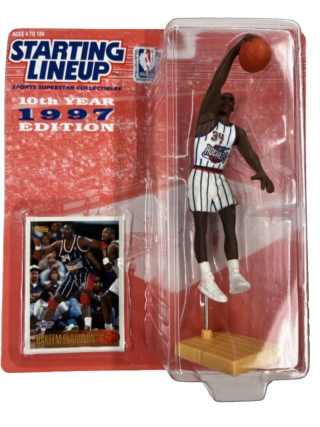 Kenner Starting Lineup Hakeem Olajuwon 1997 Houston Rockets NBA Figure ...