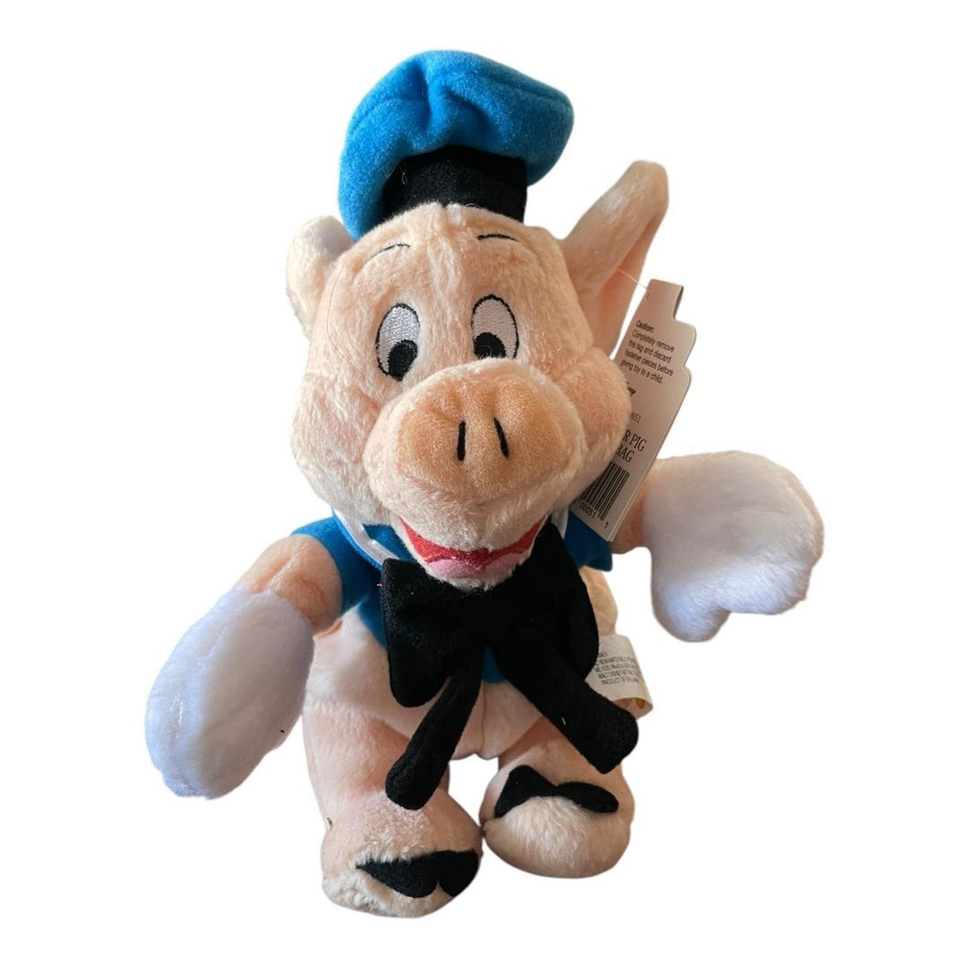 Disney Three Little Pigs Fiddler Pig Plush Bean Animal Blue Shirt & Hat ...