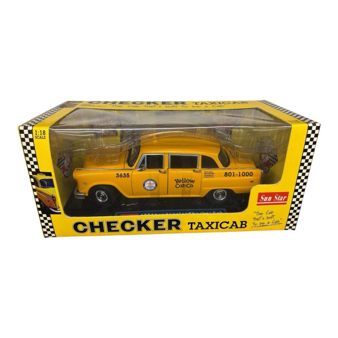 Sun Star Checker Marathon Taxi Cab Los Angeles 1:18 Diecast Yellow Cab ...
