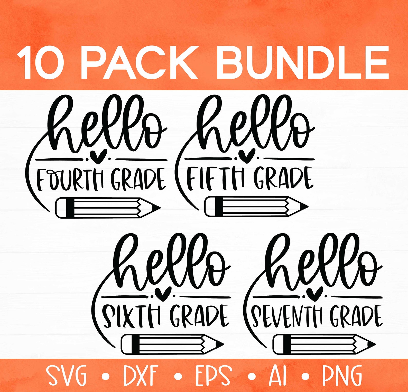 Back to School SVG Bundle Hello Pencil Svg First Grade | Etsy