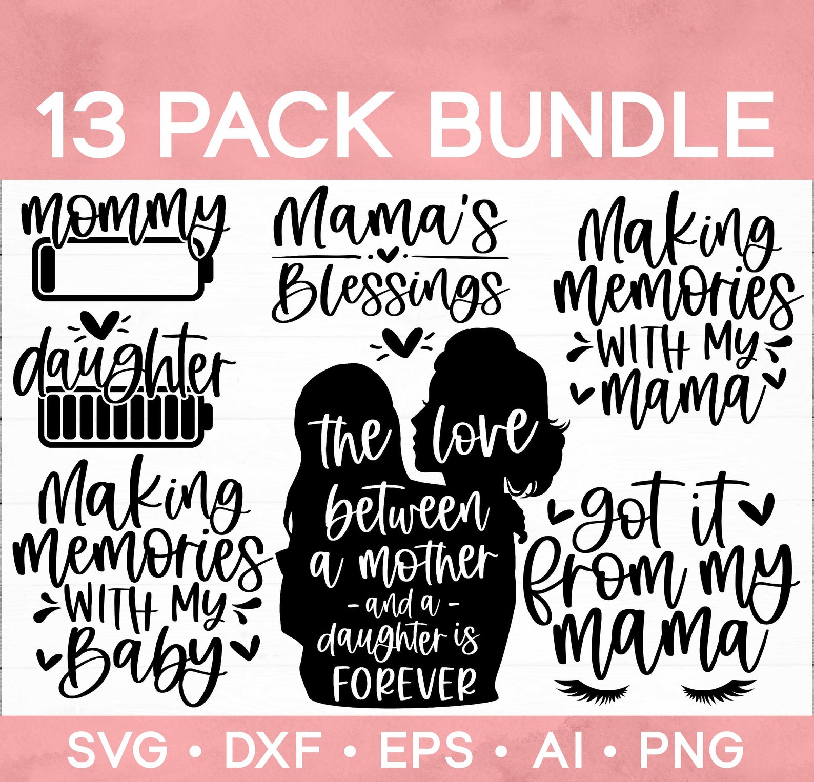 Mama SVG Bundle Mommy and Me SVG Mom Life Svg Mini Me Girl - Etsy