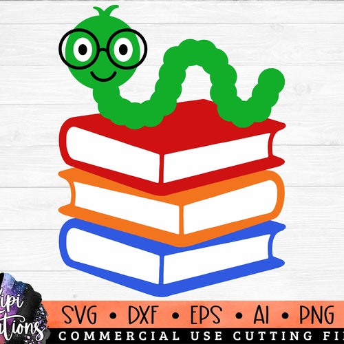 Little Book Worm Clipart Back to School Graduation - Etsy