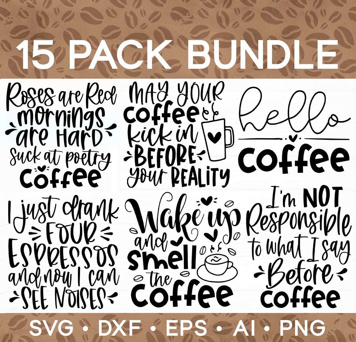 Coffee SVG Bundle Funny Coffee SVG Coffee Obsessed Coffee - Etsy