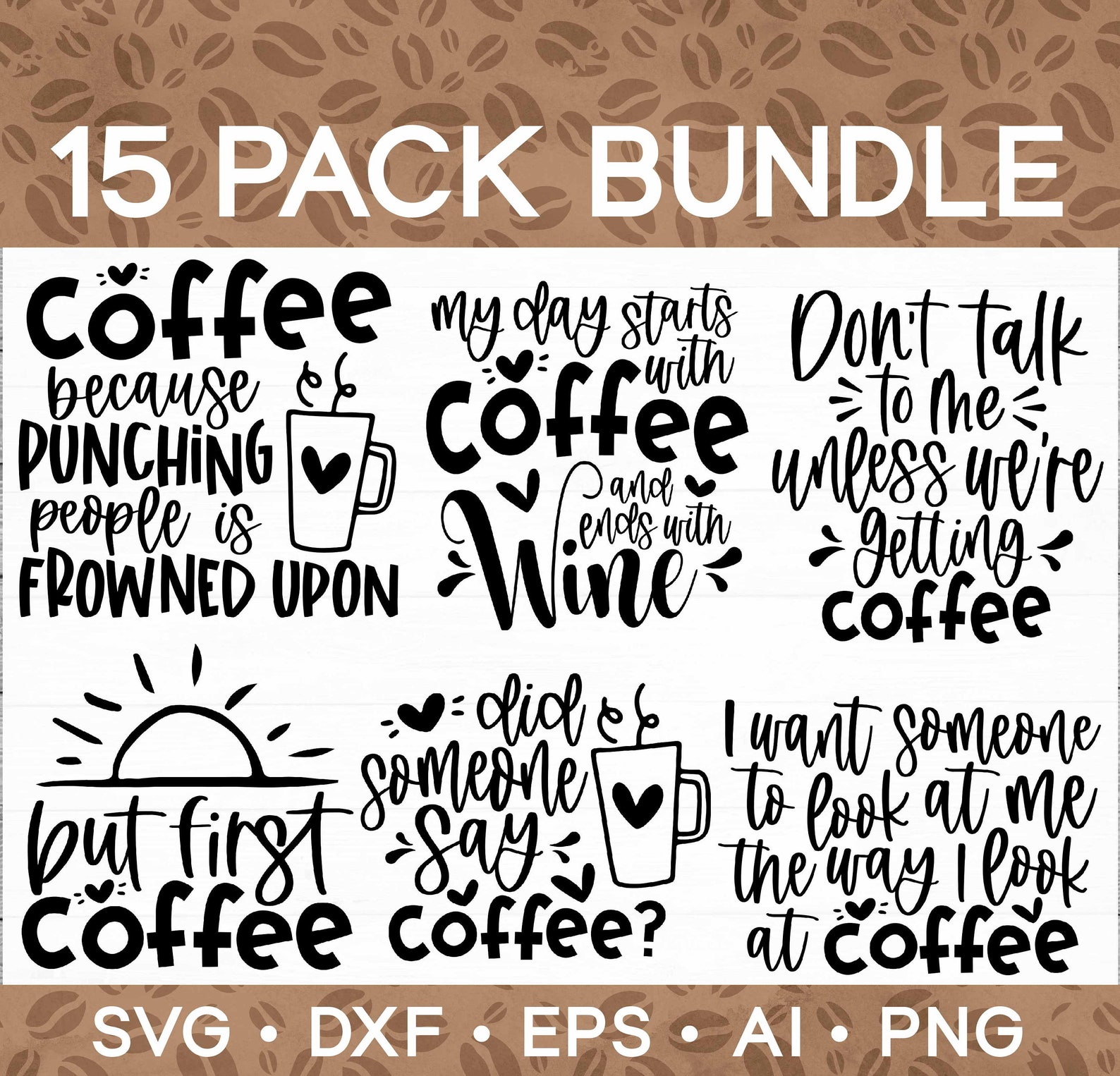 Coffee SVG Bundle Funny Coffee SVG Coffee Obsessed Coffee | Etsy