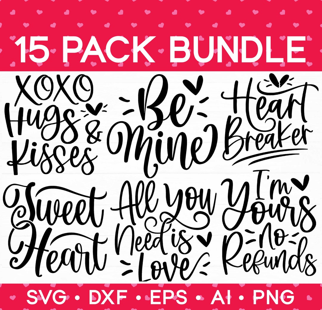 Valentine's Day SVG Bundle, Hugs and Kisses Svg, XOXO Svg, Valentines ...