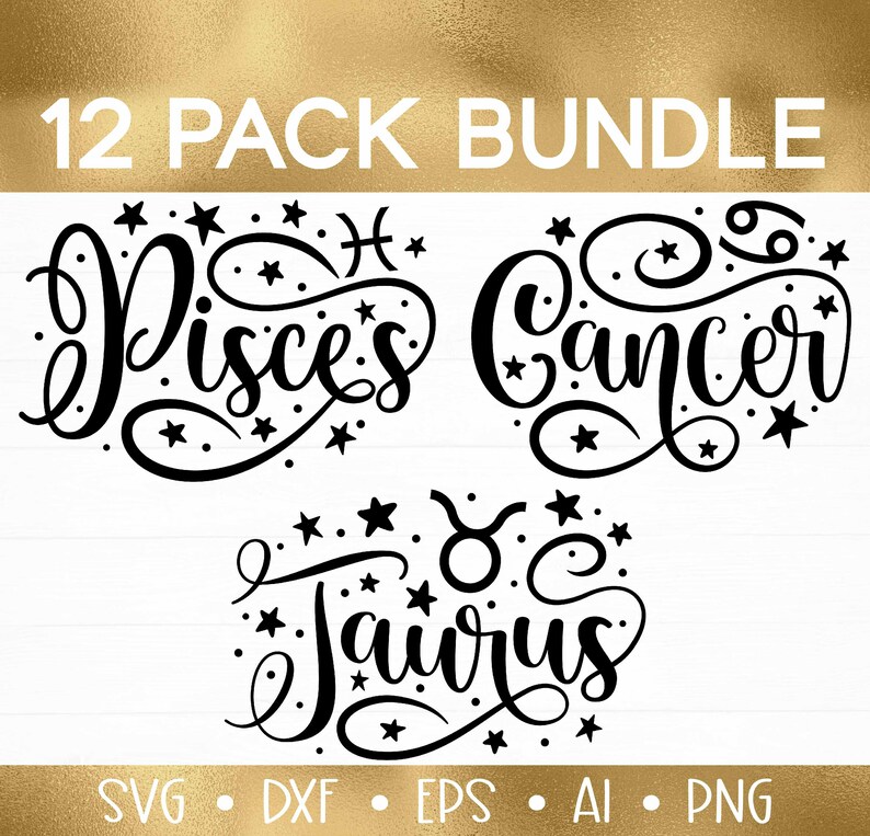 Zodiac SVG Bundle Horoscope Svg Astrology Signs Svg Zodiac | Etsy