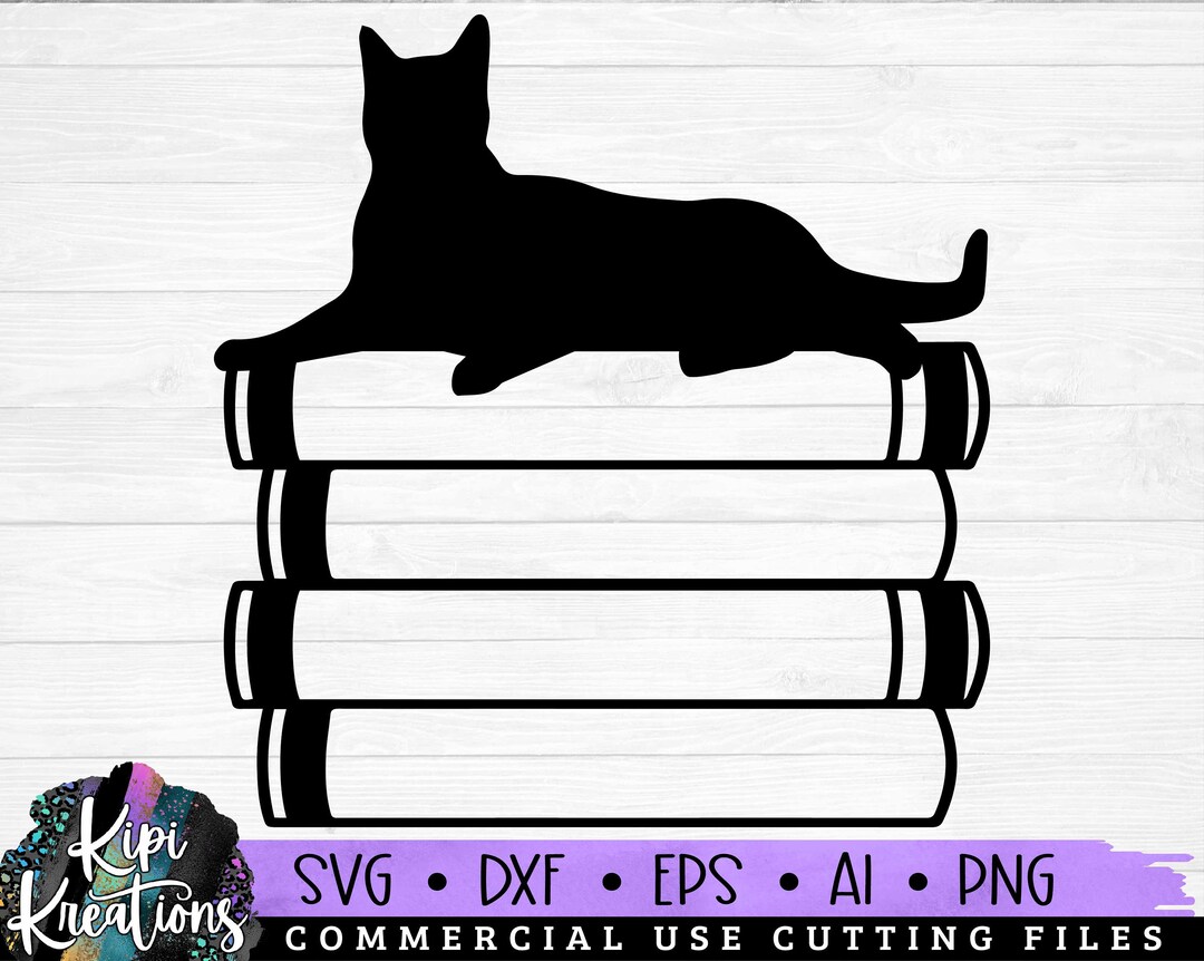 Cat on Books SVG Book Reading SVG Book Svg Reading Svg - Etsy Canada