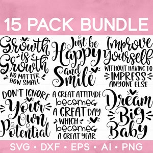 Positive SVG Bundle, Motivational Quotes Svg, Positive Sayings ...